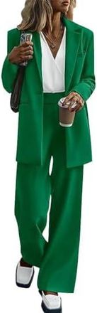 TOMWELL Tailleur Femme 2 Pièces Elegant Couleur Unie Slim Fit Blazer Veste Formel Bureau Travail Pantalon Costumes Revers Manteau Ensemble Blazer OL Couleur U