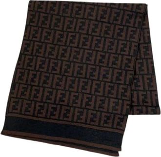 Fendi Pre-owned Vintage Zucca Knit Scarf - Homme - Pre-owned - Brun - Taille: ONE Size
