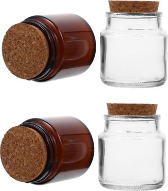 Valiclud 4 Stück 4 teiliges transparentes Glas mit Holzdeckel Leere Kerzengläser für DIY Kerzenherstellung klar und bernsteinfarben zur Raumluftreinigung und d