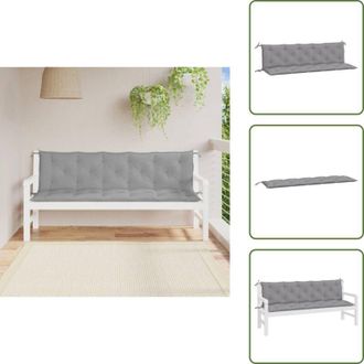 vidaXL The Living Store - Gartenbank-Auflagen 2 Stk. Grau 180x50x7 cm Oxford-Gewebe - Sitzkissen - Gartenkissen - Outdoorkissen - Bankauflage - Balkonm&ouml;bel