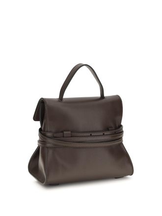 Moschino Womens Handbag Tie Me Chocolate Goatskin (hircus Goatskin) Shoulder Bags