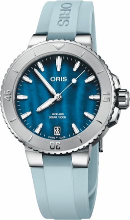 Oris Aquis Date 36,5mm Kautschukband Perlmutt Blau Damenuhr 01 733 7770 4155-07 4 18 65FC