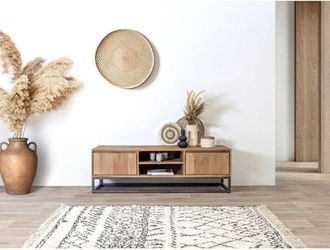 BOBOCHIC Meuble TV 2 portes 140 cm BERGERAC bois massif de manguier