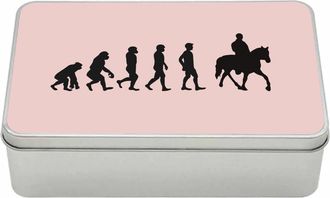 Fabulous Metallbox, Rosa - Evolution Reiter, Pferd, Pony, 11 x 18,5 x 5,5 cm - Aufbewahrungsbox, Schlüssel, Werkzeug, Brotdose, Zucker, Kekse