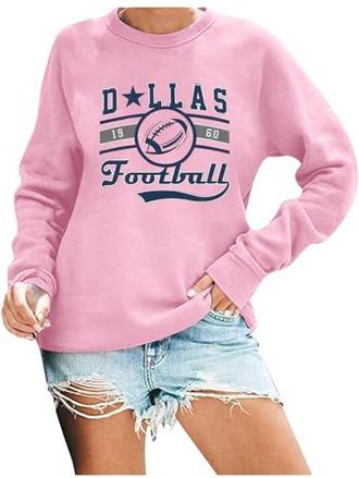 Generic Sweat-shirt &agrave; manches longues pour femme - Motif football - Haut de baseball, rose, XXL