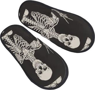 Generic Cr&acirc;ne Squelette Rock And Roll1 Homme Femme Chaussures De Maison Chaud Pantoufles Antid&eacute;rapantes Chaussons Pour Hiver Int&eacute;rieur Maison L