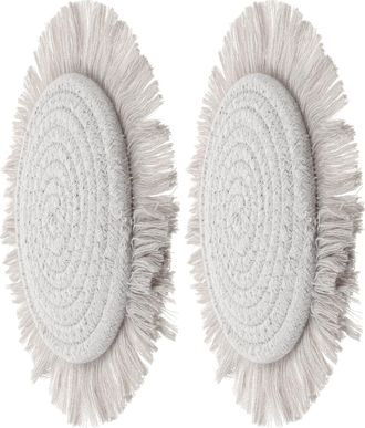 DOITOOL 2 St&uuml;ck Baumwoll Tischsets mit Quasten Hitzebest&auml;ndige Isolierte Untersetzer f&uuml;r Schalen Dekorative Platzsets f&uuml;r K&uuml;che und Schreibtisch rutschfeste G