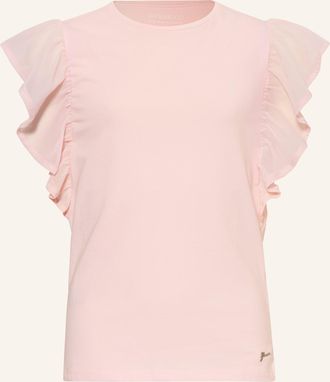Guess Blusentop Im Materialmix Mit R&uuml;schen rosa