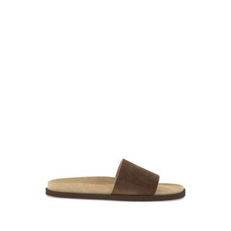 Brunello Cucinelli Homme, Chaussures, Brun, Taille: 41 EU Suede Slides