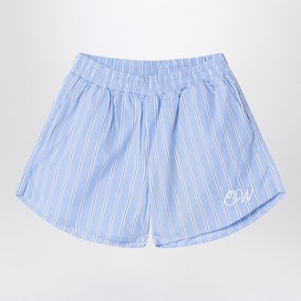 Off-white Hellblau gestreifte Baumwollshorts