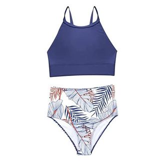 Generic Tankini pour femme avec short, taille haute, grande taille, maillot de bain basique gainant deux pi&egrave;ces, maillot de bain de piscine, bas de bikini d&eacute;t