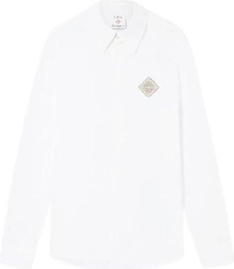 Casablanca Femme, Blouses et Chemises, Blanc, Taille: L Chemise en coton avec patch diamant et perles
