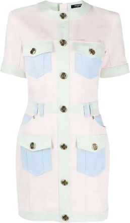 Balmain Femme, Robes, Multicolore, Taille: 38 FR Robe Chemise en Denim