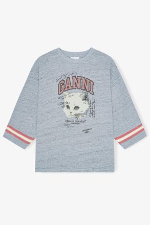 Ganni T-shirt avec Kitty Bleu Coton biologique - Taille XXS/XS - Pour Femme