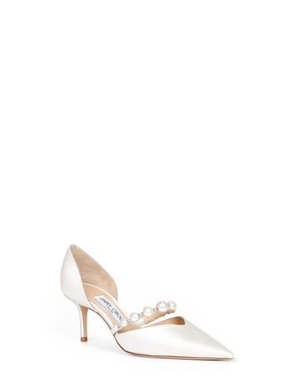 Jimmy Choo London Womens Pumps Aurelie 65 Ivory Satin Viscose High Heel Shoes