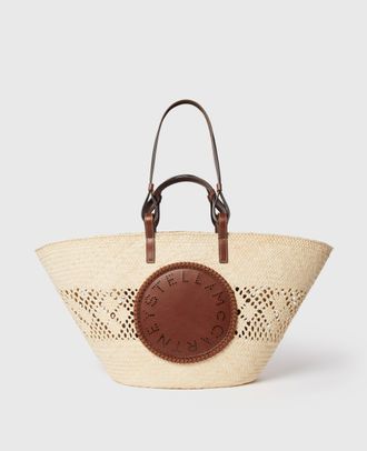 Stella McCartney Logo Raffia Crochet Large Tote Bag