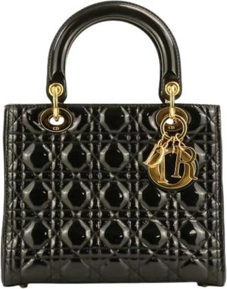 Dior Pre-owned Sac &agrave; main Lady Dior en cuir verni - Femme - Pre-owned - Noir - Taille: ONE Size