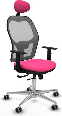 Piqueras y Crespo B&uuml;rostuhl mit 1D-Armen, h&ouml;henverstellbarer Lendenwirbelst&uuml;tze und festem Kopfteil, ausgestattet mit Syncro/Traslack und injiziertem Schaumstoff, Grau/