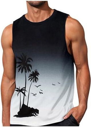 Generic D&eacute;bardeurs de sport hawa&iuml;ens palmiers vacances d&eacute;t&eacute; plage &eacute;t&eacute; A-shirt muscle chemises sans manches tropicales athl&eacute;tiques d&eacute;bardeurs athl&eacute;tiques graph