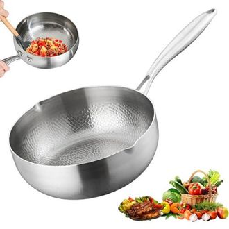 Generic Po&ecirc;le Martel&eacute;e en Titane Pro de 18 &Agrave; 24 Cm, Pot &Agrave; Lait Polyvalent Et Po&ecirc;le Profonde, Conception Dentonnoir de Vidange Double Direction, Po&ecirc;le Antiadh&eacute;