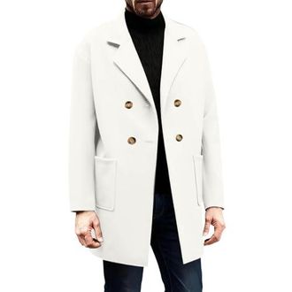 Generico Manteau court en laine pour homme - Veste dhiver pour affaires - Manteau d&eacute;contract&eacute; - Trench court confortable dune seule couleur - Trench dautomne e