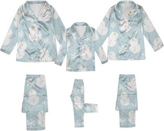 Generic Pyjama Noel Famille, Ensemble Pyjama Noël Famille Costume Maison Tenue Automne Hiver pour la Famille Assortis Noel Satin Manche Longue Impirmé de Noël