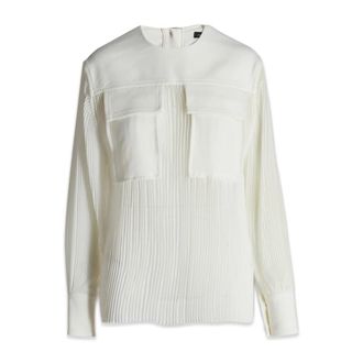 Proenza Schouler Transparente- plissierte- lang&auml;rmlige Bluse - - Blouses & Shirts - Damen - Wei&szlig; - S