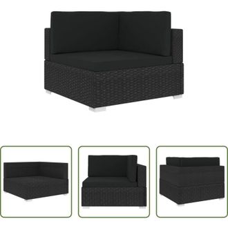 vidaXL Rattan-Ecksofa - Modular-Sofa-Eckteil 1 Stk. + Auflagen Poly Rattan Schwarz