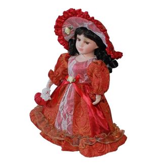 Generic 30 cm Gro&szlig;e, Elegante Porzellanpuppen (weiblich) Im Prinzessinnenkleid, Rot, B