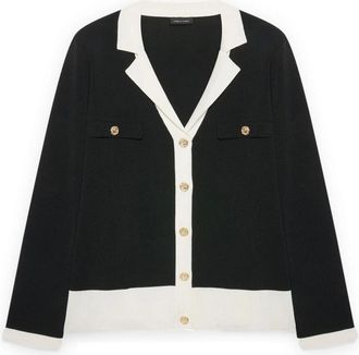 Fiorella Rubino Femme, Pulls, Noir, Taille: 38 FR Cardigan en maille fine avec bordures contrast&eacute;es