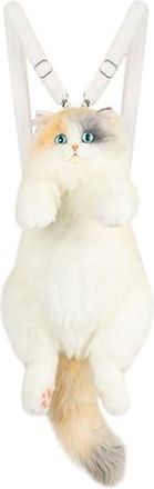 Generic Sac &agrave; dos en peluche pour chat, sac &agrave; dos en forme danimal, sac &agrave; dos mignon en forme de chat, design fait &agrave; la main, aspect r&eacute;aliste, mignon chat cal