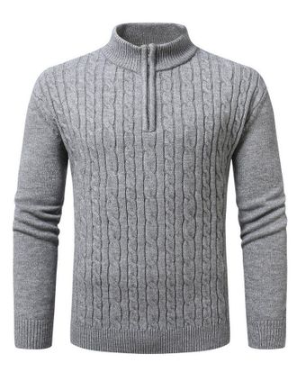AlltheMen Strickpullover mit halbem Rei&szlig;verschluss Pullover Stehkragen