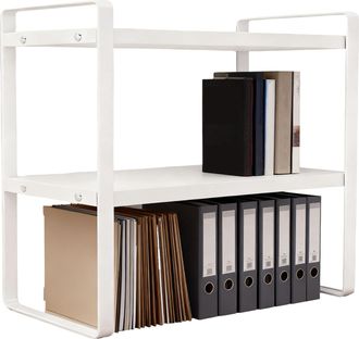 Generic Schreibtisch-B&uuml;cherregal - 2-st&ouml;ckiges Modernes Pr&auml;sentationsregal, K&uuml;chentheken-Schreibtischregal-Erh&ouml;hung F&uuml;r Zuhause, Schlafzimmer, K&uuml;che, Schrank,