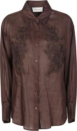 Ermanno Scervino Femme, Blouses et Chemises, Brun, Taille: 34 FR Chemise &agrave; Manches Longues