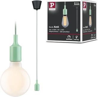 Paulmann 78428 Pendelleuchte Neordic Pendelleuchte Ketil ohne Leuchtmittel max. 60 Watt H&auml;ngeleuchte Hellgr&uuml;n, Schwarz Silikon, Kunststoff E27