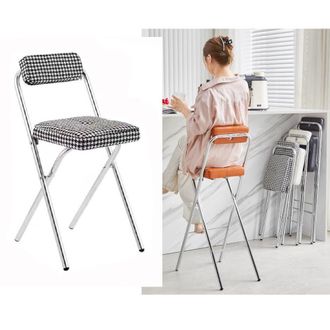 Generic Hoher, klappbarer Barhocker mit R&uuml;ckenlehne, gepolstertem Ledersitz, tragbarer Tresenhocker f&uuml;r K&uuml;cheninsel, Caf&eacute;, Gesch&auml;ft - platzsparendes Design