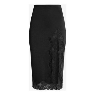 Balmain Midirock aus Strick und Spitze - - Skirts - Damen - Schwarzk - S