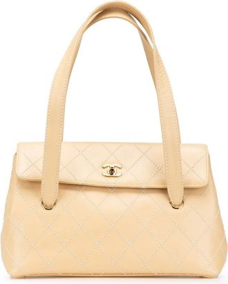 Chanel Hobo Bags - CC Calfskin Wild Stitch Flap Shoulder Bag - Gr. unisize - in Braun - f&uuml;r Damen