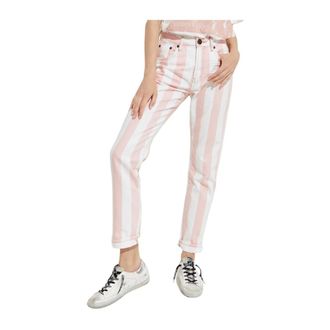 One Teaspoon Limitierte Auflage Gestreifte Awesome Baggies Hose - - Jeans - Damen - Wei&szlig; - W30