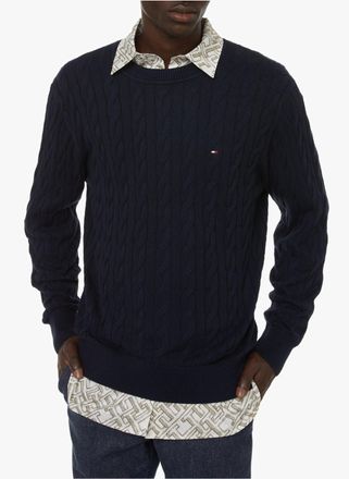 Tommy Hilfiger Pull en maille torsad&eacute;e en coton