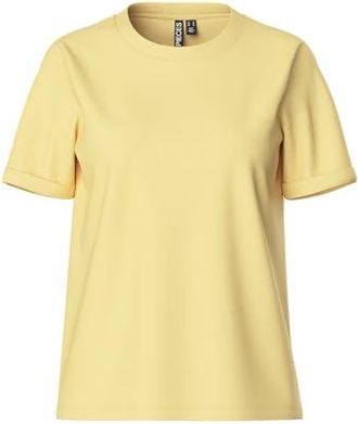 Pieces Pcria Ss Fold Up Solid Tee Noos Bc Femme T-shirt, Jaune Pâle, M