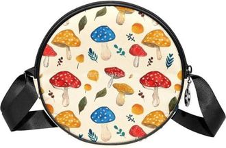 Generic Sac &agrave; bandouli&egrave;re rond rond pour femme, petit sac &agrave; bandouli&egrave;re champignon avec fermeture &eacute;clair, bretelles r&eacute;glables, d&eacute;contract&eacute; pour femmes et fill