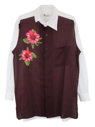 Yohji Yamamoto Hemd mit Blumen-Print - Weiß
