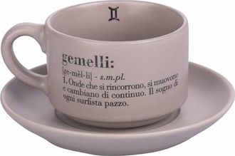 Villa D'Este Home Tivoli Victionary Manschettenkn&ouml;pfe Kaffeetasse 90 ml mit Untertasse aus Porzellan