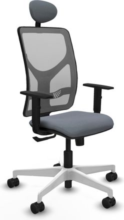 Piqueras y Crespo Grauer B&uuml;rostuhl mit 1D-Armlehnen, h&ouml;henverstellbarer Lendenwirbelst&uuml;tze und festem Kopfteil, ausgestattet mit Sincro 3 Positionen und Schneideschaum,