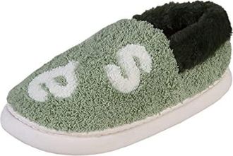 Generic Pantoufles chaudes en coton pour femme et homme - Confortables - En feutre - Doublées - Doublées - Pour lintérieur et lextérieur, vert, 38 EU