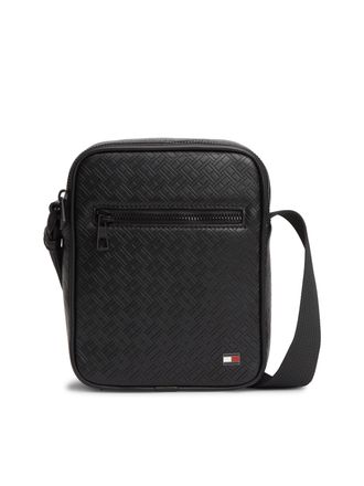 Tommy Hilfiger Umh&auml;ngetasche TOMMY HILFIGER TH EMBOSSED FLAG MINI REPORTER, Damen, Gr. B/H/T: 16cm x 20,5cm x 6cm, schwarz, Lederimitat, Taschen Umh&auml;ngetasche, Unise