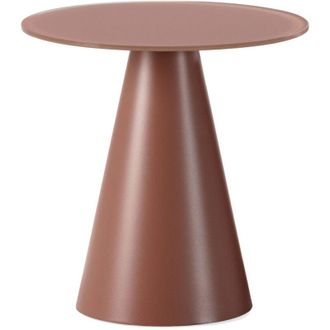 DRAWER Table dappoint ronde en verre tremp&eacute; et m&eacute;tal &oslash;45cm - Marron glac&eacute; - Celeste