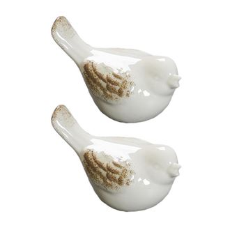 Hemobllo 2 St&uuml;ck Keramik Vogelfiguren Wei&szlig; Miniatur Tischornamente f&uuml;r Wohn und B&uuml;rodekoration Kreative Deko Akzente