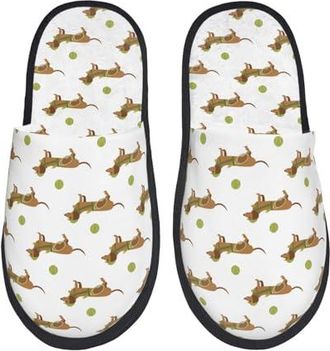 Generic Chaussures De Maison Teckel Va Jouer Au Tennis Antid&eacute;rapantes Fuzzy Pantoufles Chauds Pantoufle H&ocirc;tels Chaussures Pour Hiver Voyages M